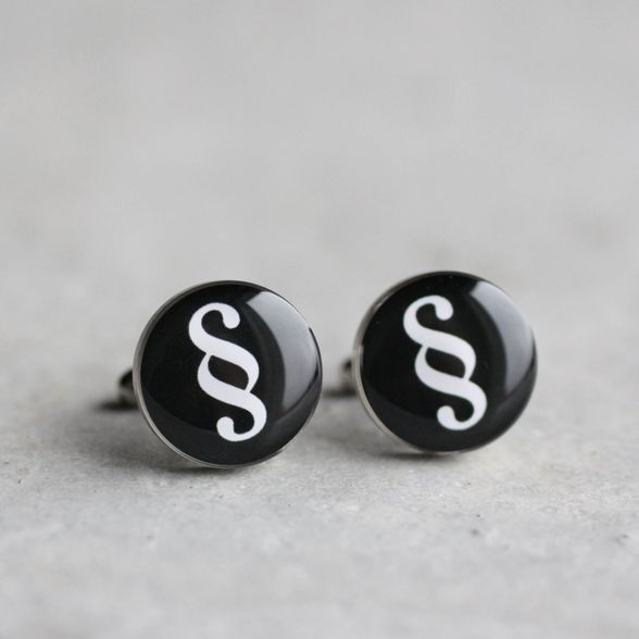 Paragrafus nemesacél mandzsettagombok (fekete) - Övcsatbolt