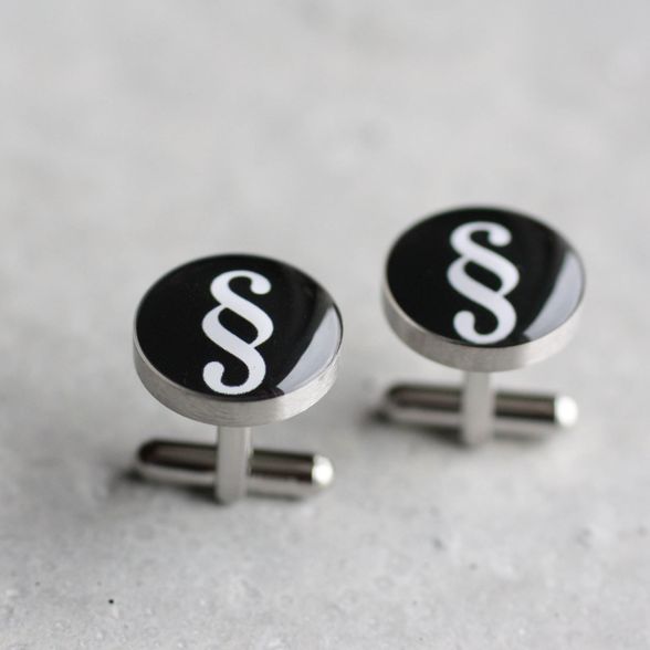 Paragrafus nemesacél mandzsettagombok (fekete) - Övcsatbolt