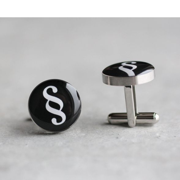 Paragrafus nemesacél mandzsettagombok (fekete) - Övcsatbolt