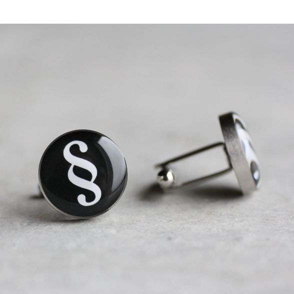 Paragrafus nemesacél mandzsettagombok (fekete) - Övcsatbolt